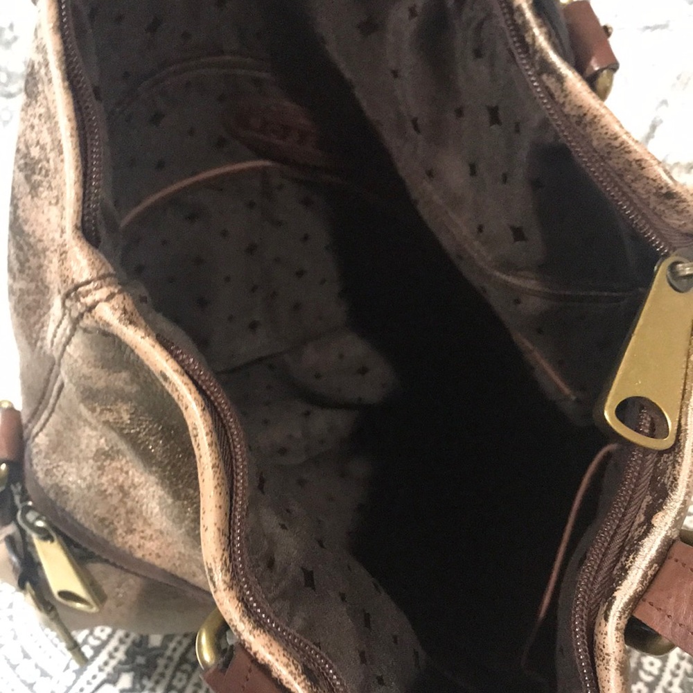 Bronze Fossil Explorer Crossbody Messenger Purse - Gem